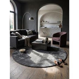 Teppich Hochflor Anthrazit 120x120 cm - ALDAN KADIMA DESIGN