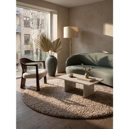 KADIMA DESIGN Hochflorteppich RHEIN, einfarbig, aus Polypropylen, Beige, &Oslash; 120 cm