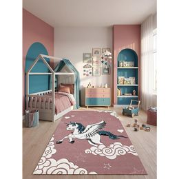 Kinderteppich Pflegeleicht Pink 80x150 cm - IDRO KADIMA DESIGN