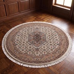 Orientteppich Theko, H:12mm &Oslash;:200cm, braun, Wolle, Teppiche, "Benares Bidjar, handgekn&uuml;pft", reine Wolle, mit Fransen, Wohnzimmer