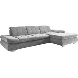 Ecksofa DIE PLANBAR, B:331cm H:84cm T:124cm, silber, 100% Polyester, Wohnzimmer, Sofas, "MP-IN17004 L-Form, Breite 331 cm, Kaltschaum-Polsterung",