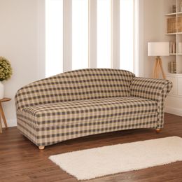3-Sitzer Sofa Loretta mit rechter Armlehne, ca. 193 x 83 x 85 cm - Kariert & Braun