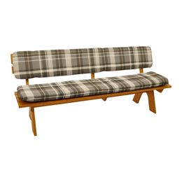 DEGAMO Auflagenset SEATTLE f&uuml;r Bank 4-sitzer 195cm, grau/beige kariert, 2-teilig