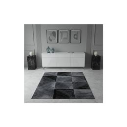 KADIMA DESIGN Kurzflorteppich INN, kariert, Schwarz, 280 x 370 cm