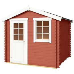 Gartenhaus Lasita Maja, rot, Massivholz, Gartenh&auml;user, "Wels 2", Blockbohlenhaus 28mm, Fundamentmass 2300x2300, Schwedenrot