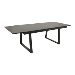 DEGAMO Ausziehtisch REIMS 180/240x100cm, Aluminium anthrazit + Glas in Keramikoptik dunkelgrau