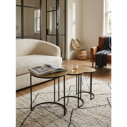 KADIMA DESIGN Beistelltisch Set &ndash; 3-teilig Rund Aluminium Gold Schwarz Design