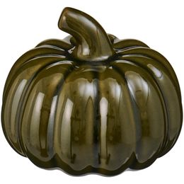 IB Laursen Deko-K&uuml;rbis stehend aus Steingut Natur Olivgr&uuml;n - H 8 x &Oslash; 9 cm