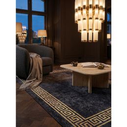KADIMA DESIGN Flachwebteppich Waschbar PIZOL, mit M&auml;ander-Muster, Schwarz, 200 x 290 cm