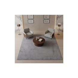 KADIMA DESIGN Teppich Kurzflor Waschbar NECKAR in Grau, einfarbig, 240 x 340 cm
