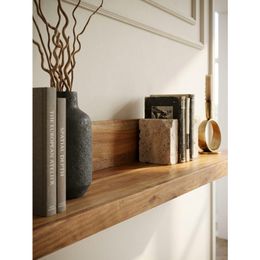 KADIMA DESIGN Wandregal MUMBAI Massivholz H&auml;ngend Landhausstil, Akazie 110x24x17 cm