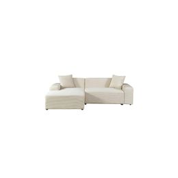 HOME DELUXE Ecksofa AMELIO Cord Beige Links - 240 x 178 cm