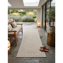 KADIMA DESIGN Outdoorteppich IMST, im Boho-Stil, aus Polypropylen, Beige, 80 x 250 cm