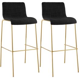 CLP Barhocker 2er Set mit Lehne Hover, Barstuhl stapelbar mit Stoffbezug, Metallgestell Goldoptik, Stapelstuhl bis 150 kg belastbar