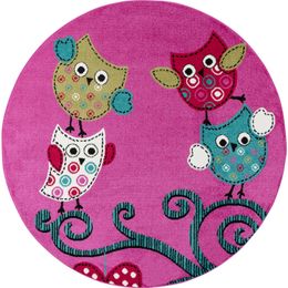 KADIMA DESIGN Kinderteppich TASNA, mit Eulen-Motiv, Violett, &Oslash; 160 cm