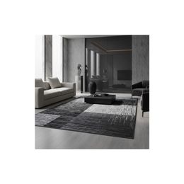 KADIMA DESIGN Kurzflorteppich INN, abstrakt kariert, Schwarz, 240 x 340 cm