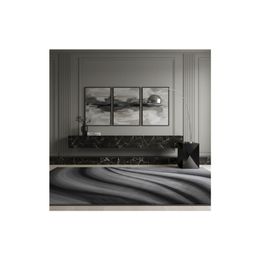KADIMA DESIGN Teppich Kurzflor ASPEN in Schwarz, mit abstraktem Wellenmuster, 140 x 200 cm