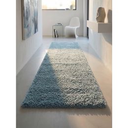 KADIMA DESIGN Hochflorteppich SALZACH, einfarbig, Blau, 80 x 250 cm