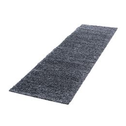 KADIMA DESIGN Teppich Hochflor RHEIN in Grau, einfarbig, 80 x 250 cm