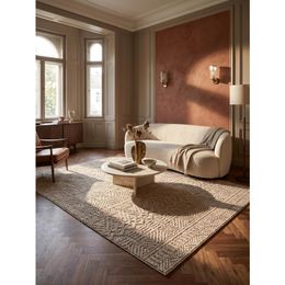 KADIMA DESIGN Flachgewebe-Teppich Ethno Beige 280x370 cm Ethno-Streifen