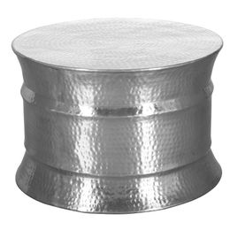 FineBuy Couchtisch Wohnzimmertisch Sofatisch rund Hammerschlag Metall Alu Modern