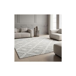 KADIMA DESIGN Teppich Hochflor TALFER in Grau, geometrisch, aus Polypropylen, 80 x 150 cm