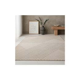 KADIMA DESIGN Teppich Kurzflor ILLER in Beige, mit 3D-Design, aus Jute, Florh&ouml;he 12 mm, 80 x 250 cm