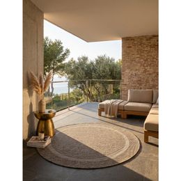 KADIMA DESIGN Outdoorteppich ALSTER, einfarbig, Braun, &Oslash; 120 cm
