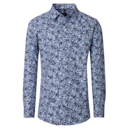 Venti Herren Businesshemd "Venti Businesshemd Langarm Print", blau, Gr. 40, bedruckt, 100% Baumwolle, Hemden