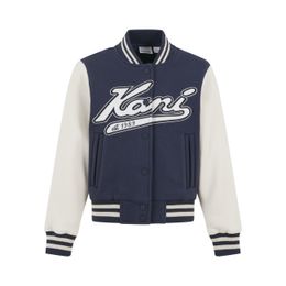 Karl Kani Kinder Collegejacke "Karl Kani Varsity Sweat Collegejacket Junior"dunkelblau, sanftes wei&szlig;, Gr. 110, mehrfarbig, 65% Baumwolle, 35%