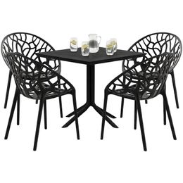 CLP Gartenm&ouml;bel-Set stapelbar Avara mit 4 St&uuml;hlen, moderne Sitzgruppe f&uuml;r Balkon, Terrasse und Garten, wetterfest aus Kunststoff