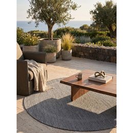 KADIMA DESIGN Teppich Outdoor ALSTER in Grau, einfarbig, &Oslash; 160 cm