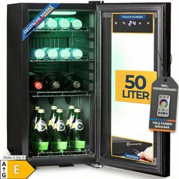 Sommertal K&uuml;hlschrank GK 50&ndash; Leiser Getr&auml;nkek&uuml;hlschrank ohne Gefrierfach mit RGB LED, Touchscreen & Schloss kleiner Flaschenk&uuml;hlschrank schwarz 50L
