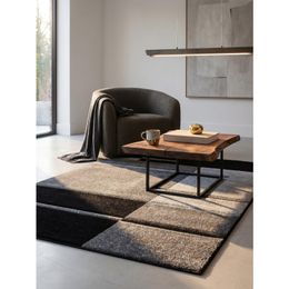 KADIMA DESIGN Kurzflorteppich LATEMAR, kariert, Grau, 200 x 290 cm