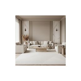 KADIMA DESIGN Teppich Kurzflor ILLER in Creme, mit 3D-Design, aus Jute, Florh&ouml;he 12 mm, 280 x 370 cm