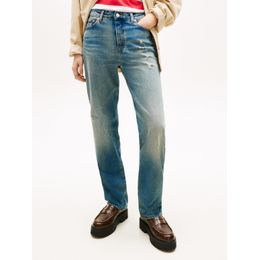 Tommy Jeans Damen Straight-Jeans "KIRA MR SLIM STR CBF BJ2032"denim medium, Gr. 29, unifarben, Denim/Jeans, Obermaterial: 100% Baumwolle, Jeans