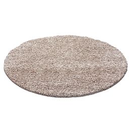 KADIMA DESIGN Teppich Hochflor RHEIN in Beige, einfarbig, &Oslash; 120 cm