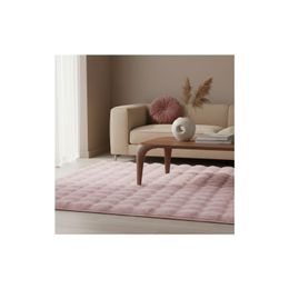 KADIMA DESIGN Hochflorteppich Waschbar NAUDERS, einfarbig, Rosa, 120 x 170 cm