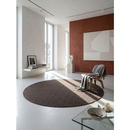 KADIMA DESIGN Teppich Kurzflor AMMER in Braun, einfarbig, &Oslash; 160 cm