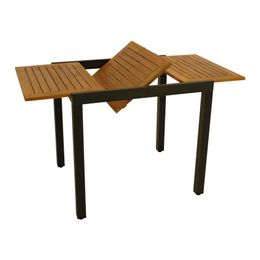 Balkon-Ausziehtisch VICENZA 80/120x70cm, Aluminium anthrazit + Akazie ge&ouml;lt, FSC&reg;-zertifiziert