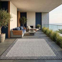KADIMA DESIGN Outdoorteppich LIRIA, mit Bord&uuml;re, aus Polypropylen, Creme, 120 x 170 cm