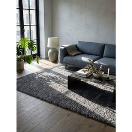 KADIMA DESIGN Teppich Hochflor RHEIN in Grau, einfarbig, 100 x 200 cm