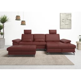 Ecksofa OTTO HOME, B:301cm H:89cm T:176cm, rot, Luxus-Microfaser (90% Polyester, 10% Polyamid);Samtoptik (100% Polyester), Wohnzimmer, Sofas,