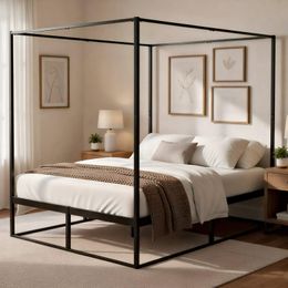 CLP Himmelbett Gestell Batoni, Doppelbett f&uuml;r Erwachsene, Bettgestell und Lattenrost aus Metall, Metallbett stabil
