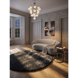 KADIMA DESIGN Hochflorteppich SALZACH, einfarbig, Anthrazit, &Oslash; 120 cm