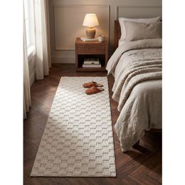 KADIMA DESIGN Flachgewebe-Teppich Schachbrett Creme 80x250 cm Schachbrett