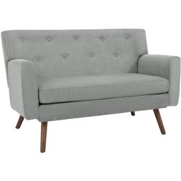 CLP Sofa 2-Sitzer mit Cordbezug Kioni, Couch bequem f&uuml;r Wohnzimmer, komfortabel gepolstert, bis 240 kg belastbar, Beine aus Kautschukholz
