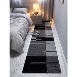 KADIMA DESIGN Kurzflorteppich LATEMAR, kariert, Grau, 80 x 300 cm
