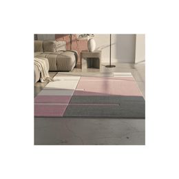 KADIMA DESIGN Kurzflorteppich LATEMAR, kariert, Rosa, 200 x 290 cm