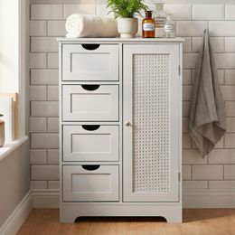 FineBuy Badschrank Wei&szlig; 80cm Badezimmerschrank Schubladen Badregal Badezimmerregal T&uuml;r
